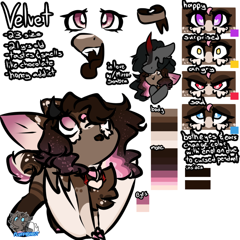 #3567941 - safe, artist:fluffyghost, king sombra, oc, oc:velvet, g4, reference sheet, simple ...