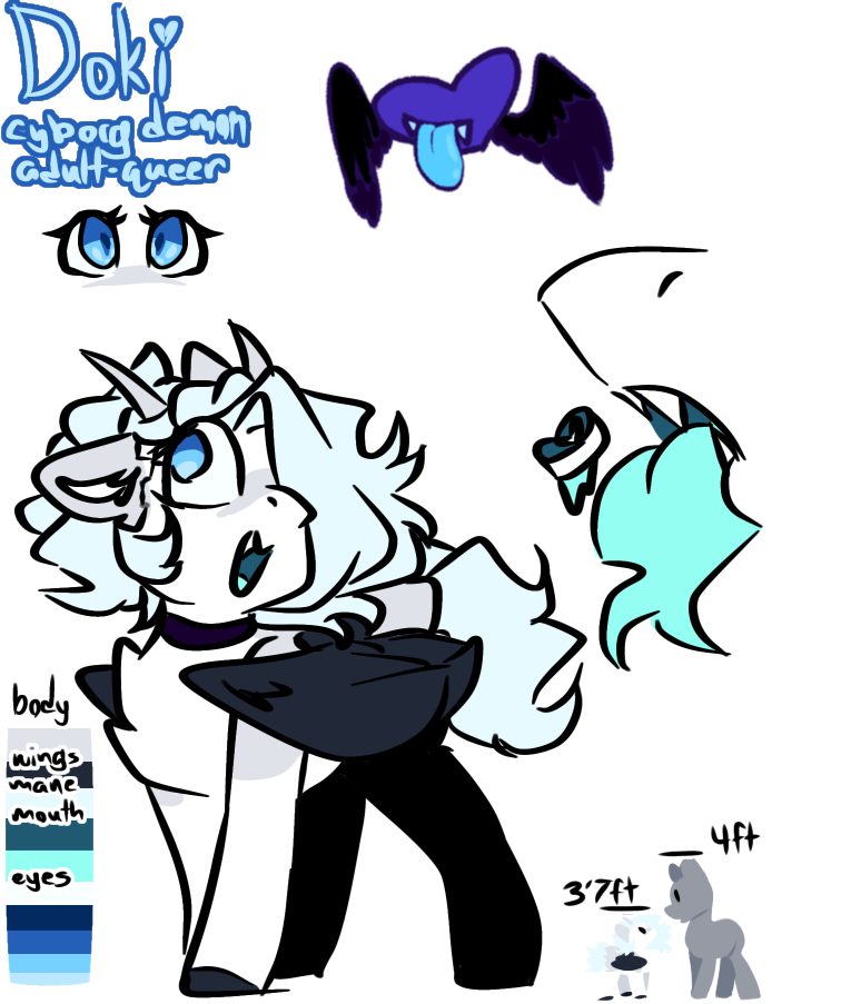 #3567943 - safe, artist:fluffyghost, oc, oc only, oc:doki, cyborg, demon, demon pony, clone ...