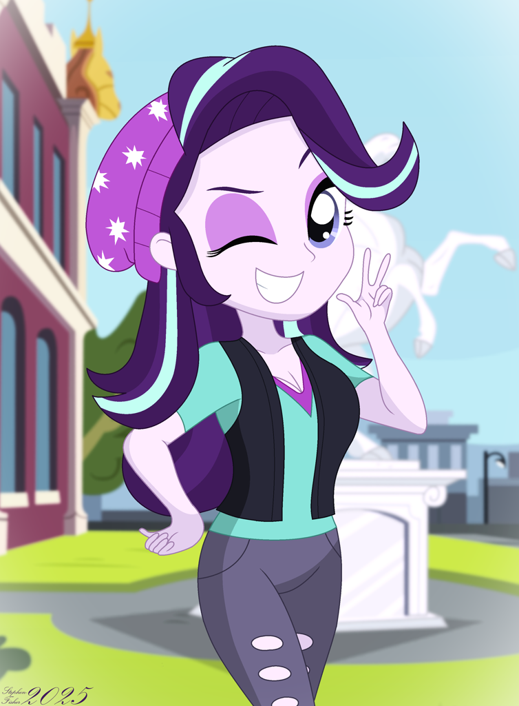 #3568705 - safe, artist:stephen-fisher, starlight glimmer, human, equestria girls, g4, arms ...