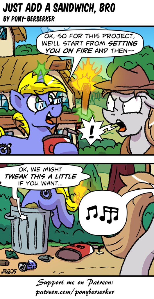 #3569811 - safe, artist:pony-berserker, oc, oc only, oc:final drive, oc:longhaul, earth pony ...