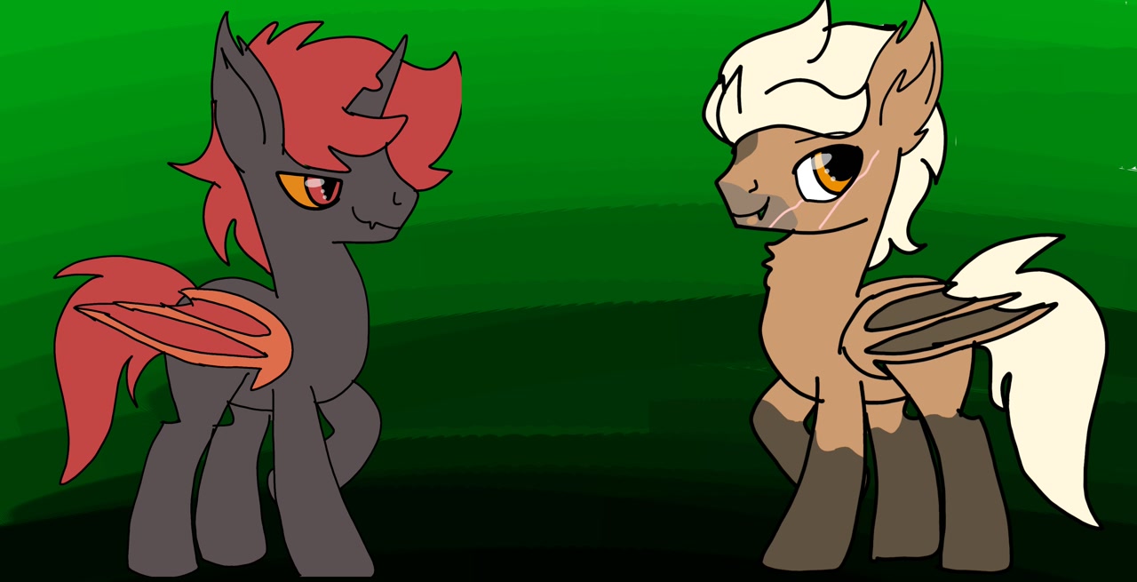 #3570297 - artist needed, safe, oc, oc:pyraxis, oc:siegfried, bat pony, changeling, bat pony oc ...