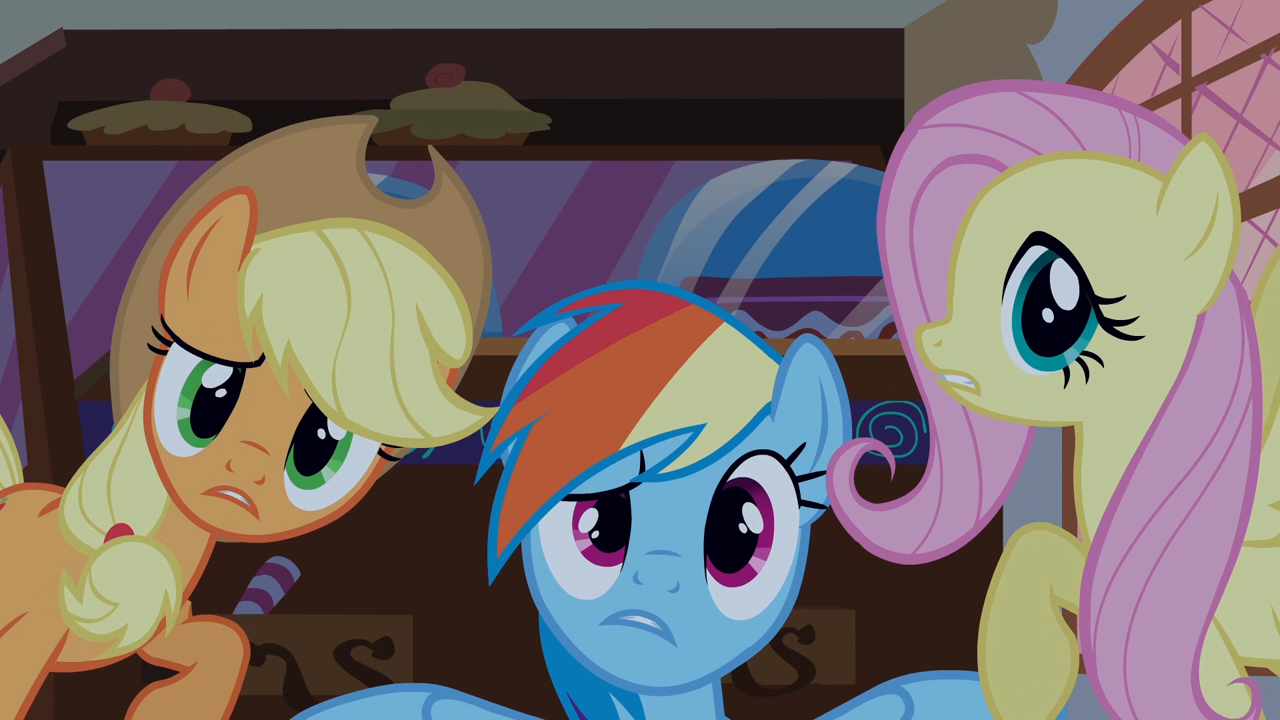 #3571021 - safe, screencap, applejack, fluttershy, rainbow dash, earth ...
