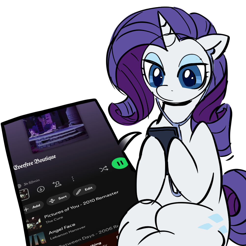 #3571577 - safe, artist:0liiver, rarity, pony, unicorn, g4, earbuds, horn, phone, simple ...