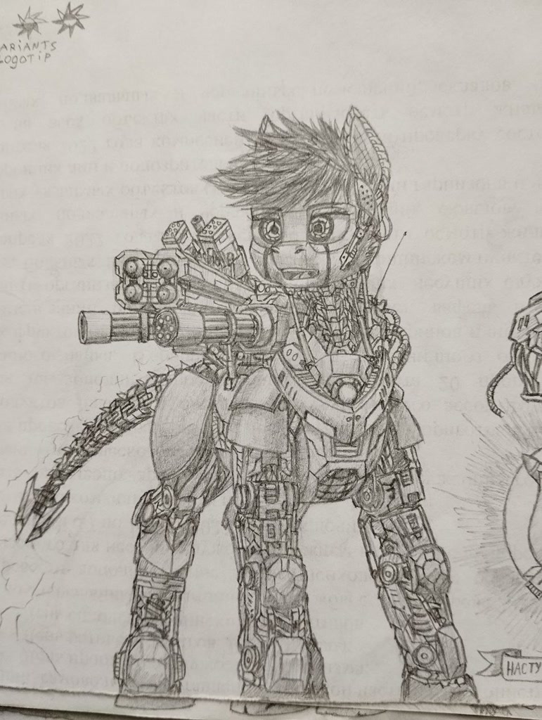 #3571711 - safe, artist:egogosha125, cyborg, cyborg pony, pony, robot ...