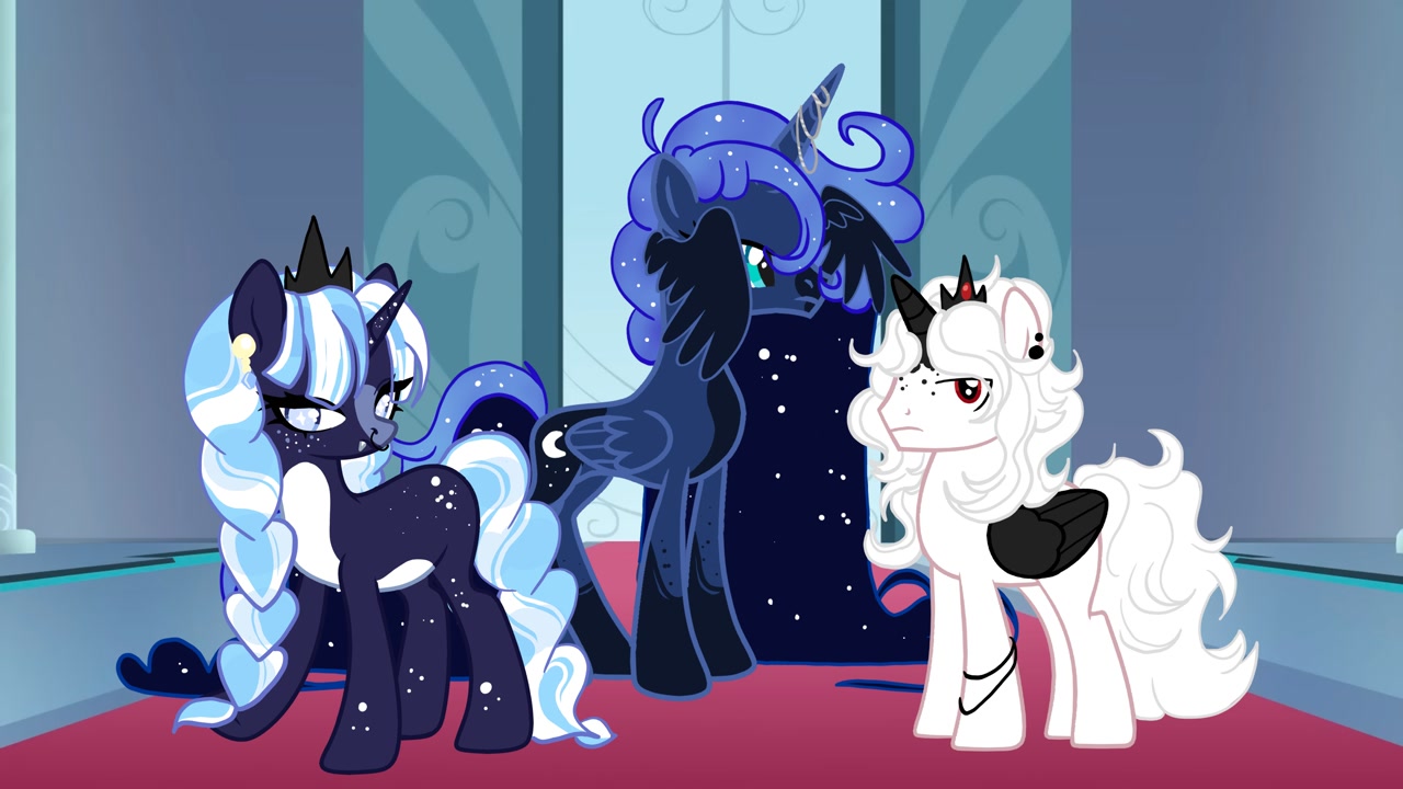 #3572071 - safe, artist:imbunbun, princess luna, oc, oc:crystal armor ...