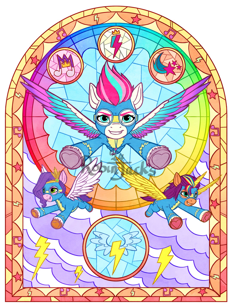 #3573631 - safe, artist:robin jacks, pipp petals, sunny starscout, zipp ...