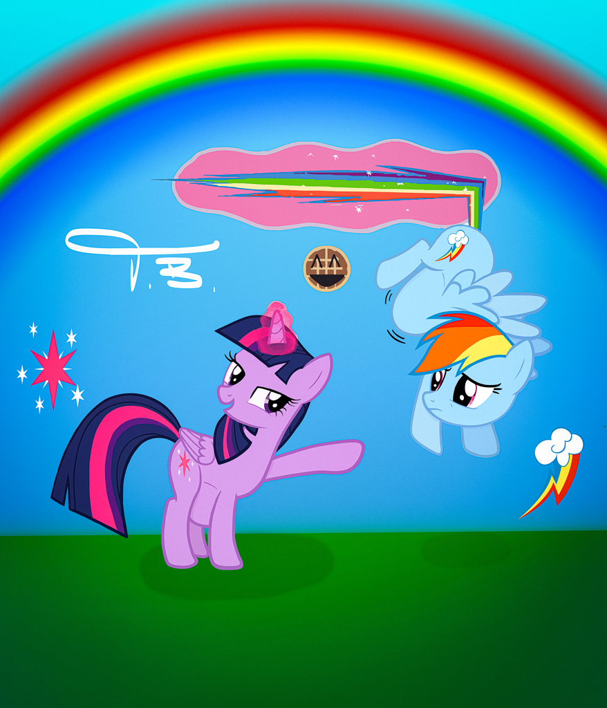 #3573905 - safe, artist:twilightsbelly, rainbow dash, twilight sparkle ...