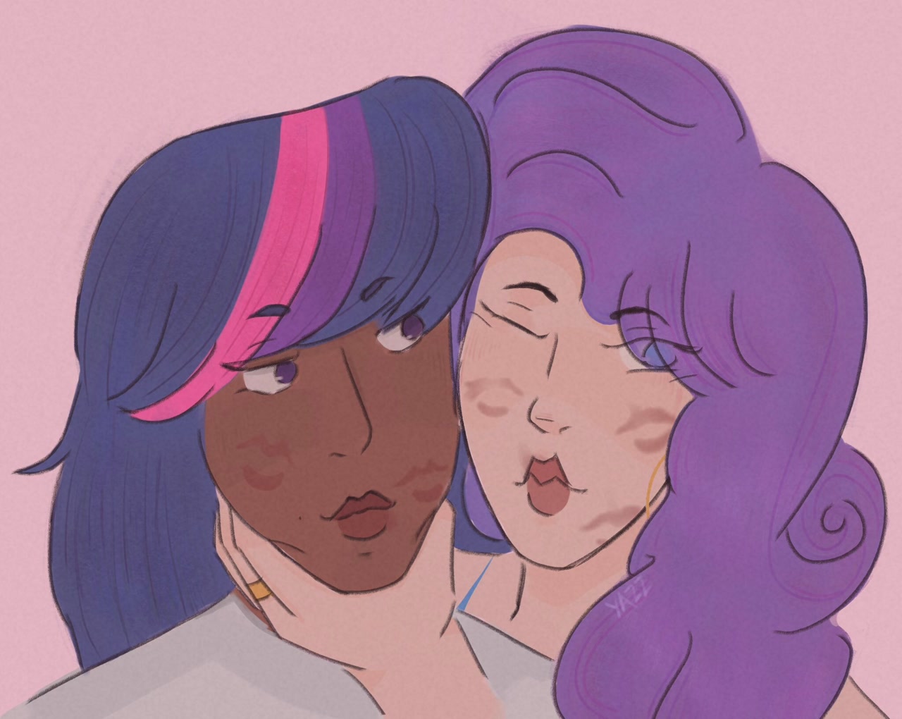 #3574069 - safe, artist:yazzytism, rarity, twilight sparkle, human, g4 ...