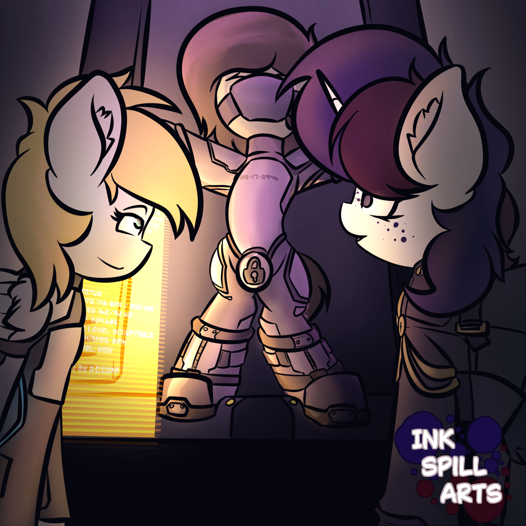 #3574285 - explicit, artist:kranonetwork, oc, oc only, oc:cutting chipset, oc:ink spill, oc ...