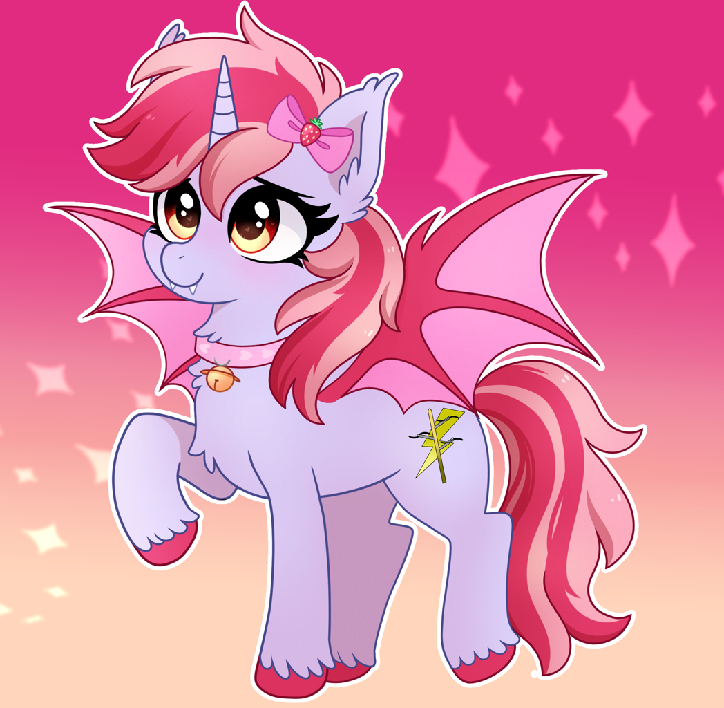 #3575598 - safe, artist:emera33, oc, oc only, oc:cinnamon lightning, alicorn, bat pony, bat pony ...