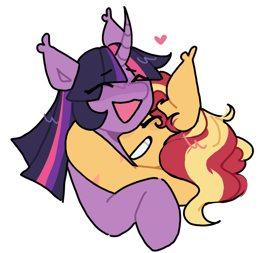 #3575677 - safe, artist:drunkvampireatanightclub, sunset shimmer, twilight sparkle, pony ...