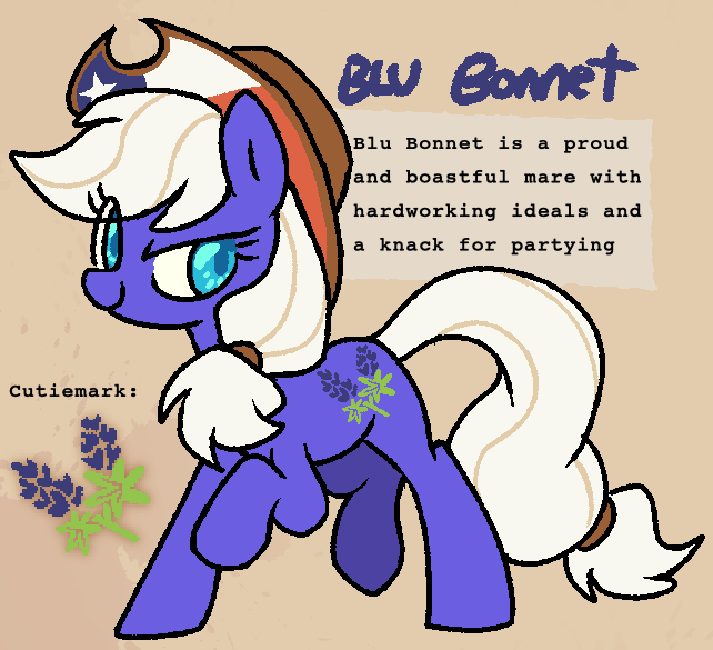 #3560086 - safe, artist:muffinz, oc, oc only, oc:blu bonnet, earth pony, pony, applejack's hat ...