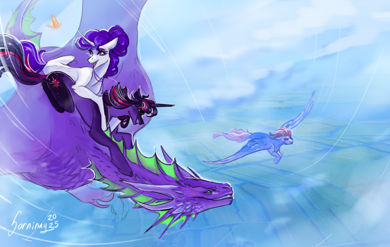 #3561171 - safe, artist:sorninay, rainbow dash, rarity, spike, twilight ...