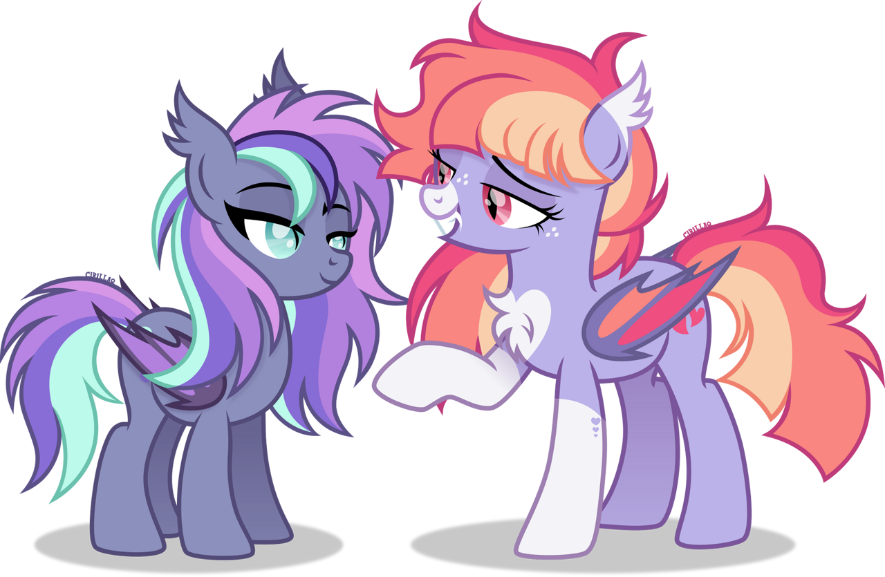 #3561541 - safe, artist:cirillaq, oc, oc only, oc:snoozy star, oc:starry love song, bat pony ...