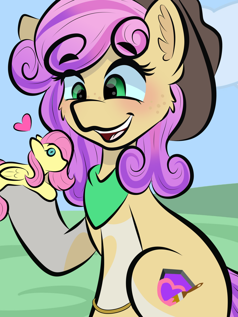 #3577503 - safe, artist:doodle-hooves, fluttershy, oc, oc only, oc:quickdraw, earth pony, g4 ...