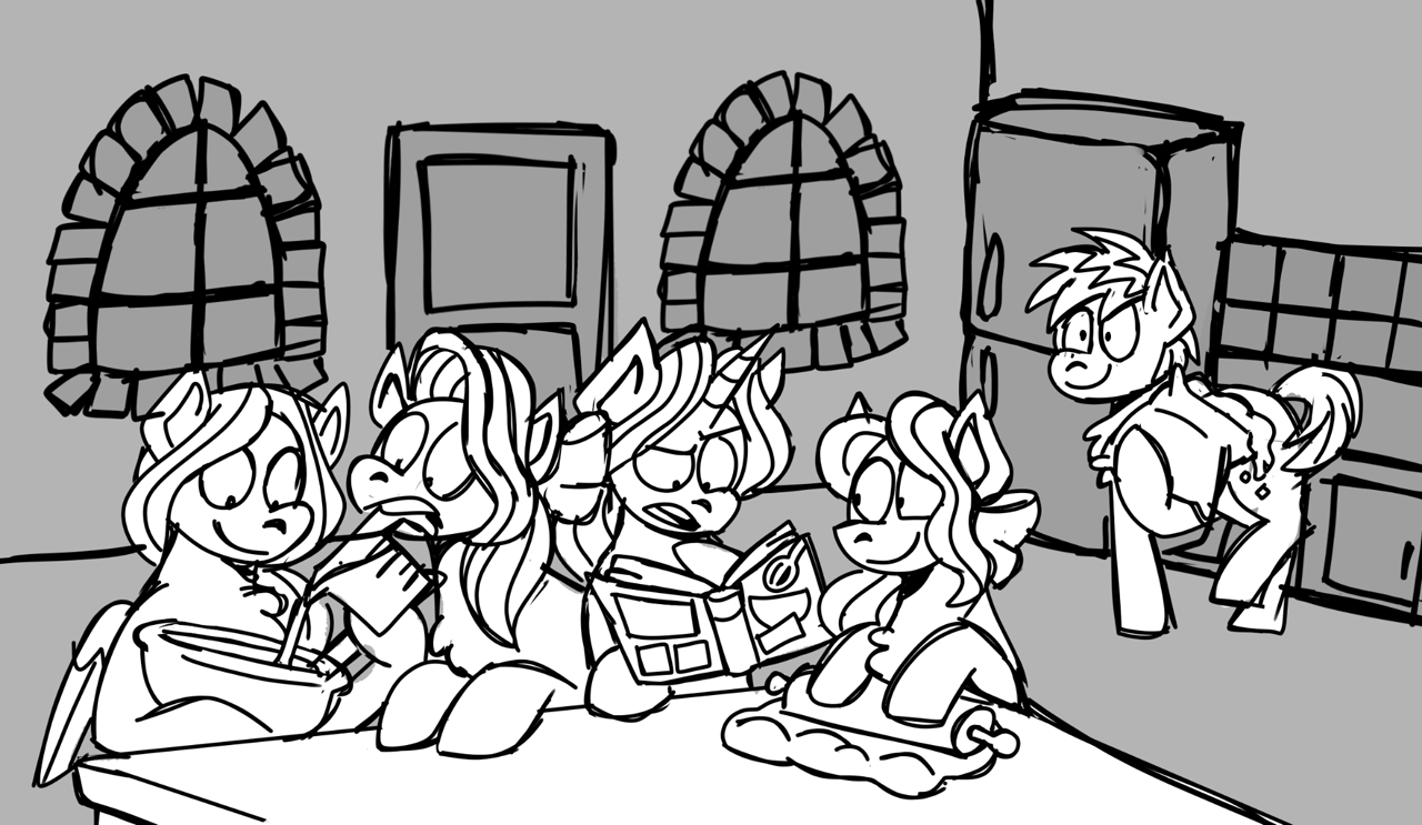 #3583922 - safe, artist:heckoffmate, dear darling, feather bangs, fond ...