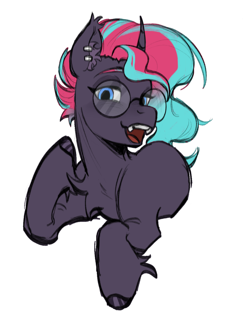 #3584165 - safe, artist:mr.mu, oc, oc only, oc:synthie glitch, bat pony, bat pony unicorn ...