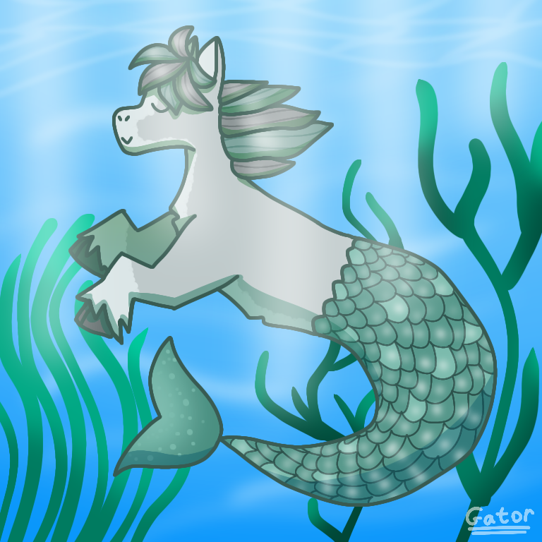 #3584837 - safe, artist:horseygator, oc, oc only, merpony, pony, 2020, :>, belly fluff, chest ...