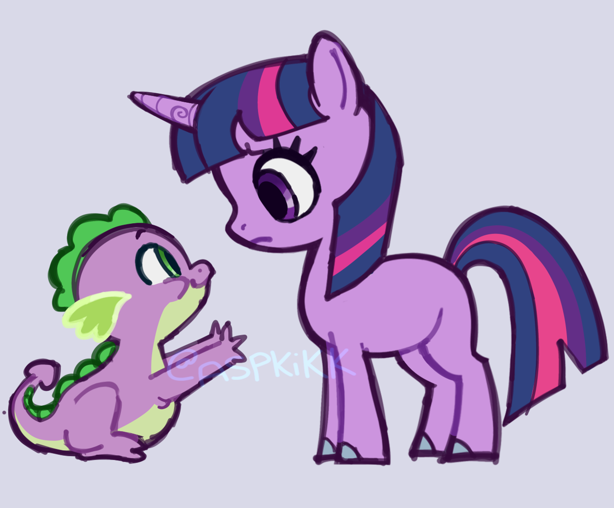 #3584933 - safe, artist:aspkikk, spike, twilight sparkle, dragon, pony ...