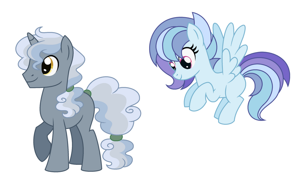 #3585055 - safe, artist:strawberry-spritz, oc, oc only, pegasus, pony, unicorn, amber eyes ...