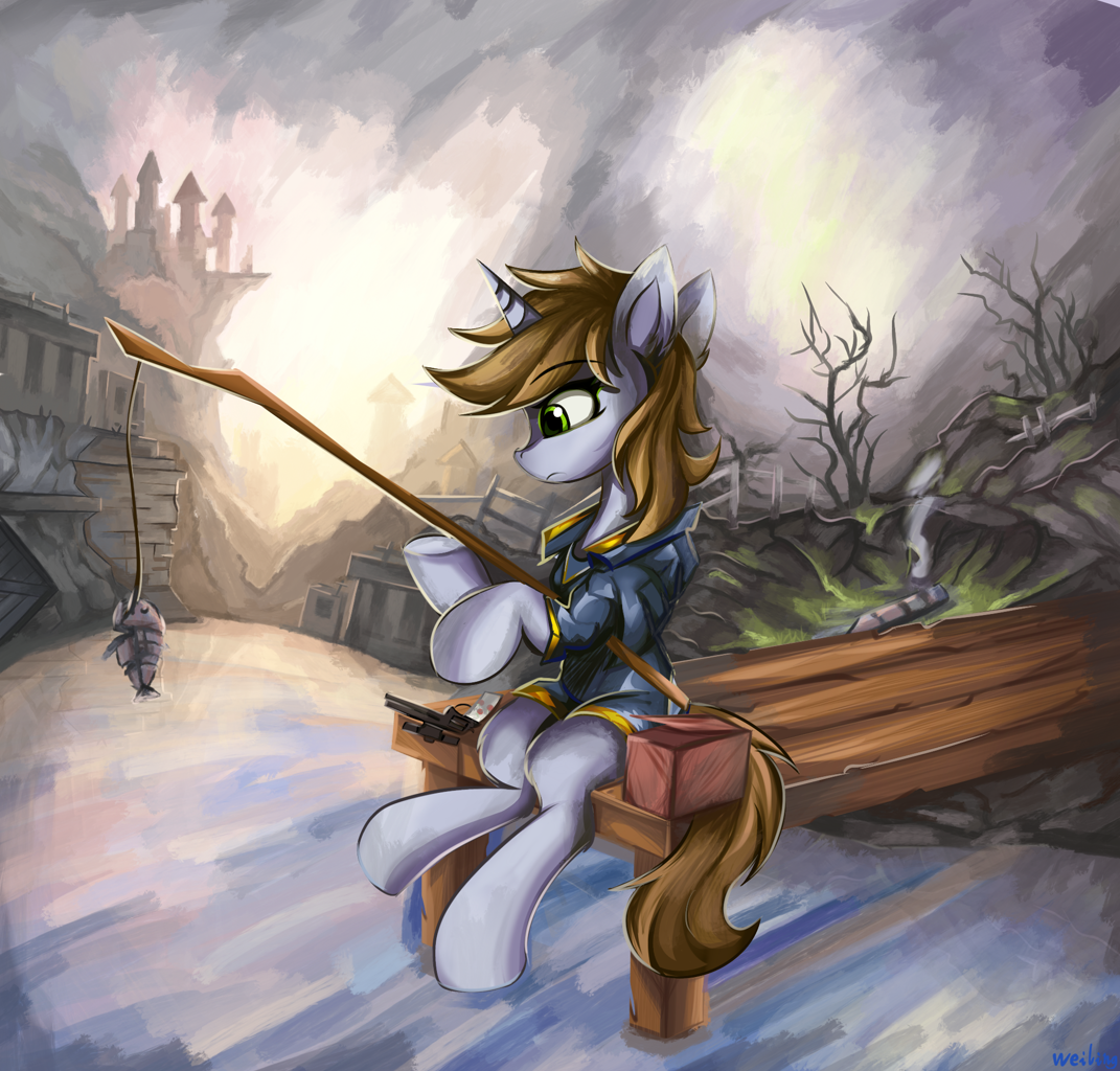 #3585321 - safe, artist:weiling, oc, oc:littlepip, pony, unicorn ...