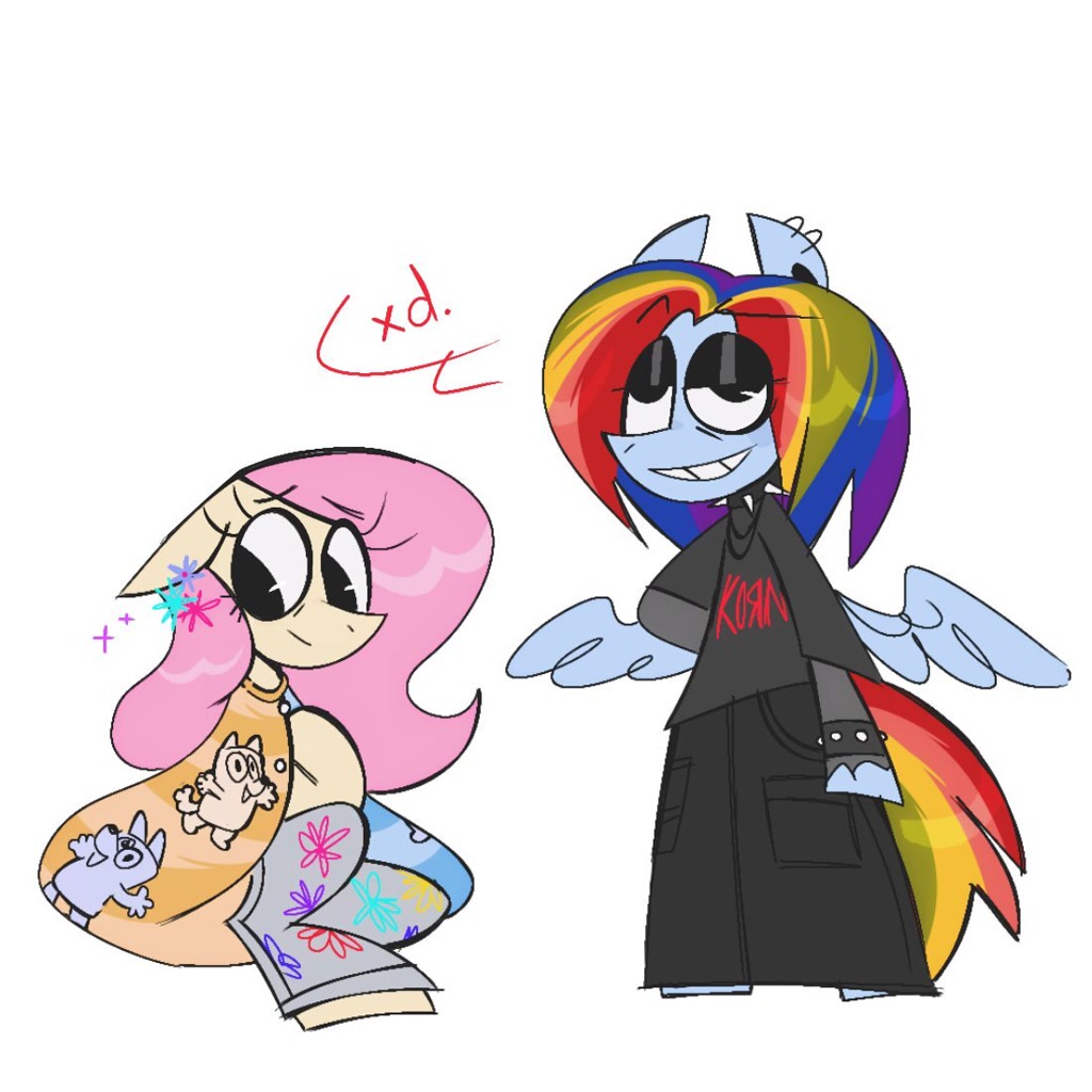 #3585350 - safe, artist:opossum-stuff, fluttershy, rainbow dash ...