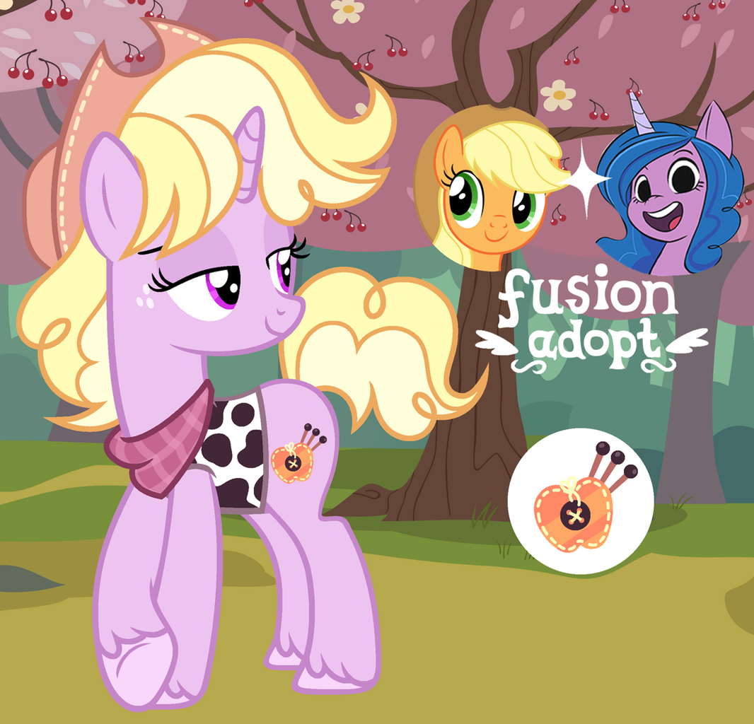 #3586369 - safe, artist:vi45, applejack, izzy moonbow, oc, pony, unicorn, g4, g5, cherry ...