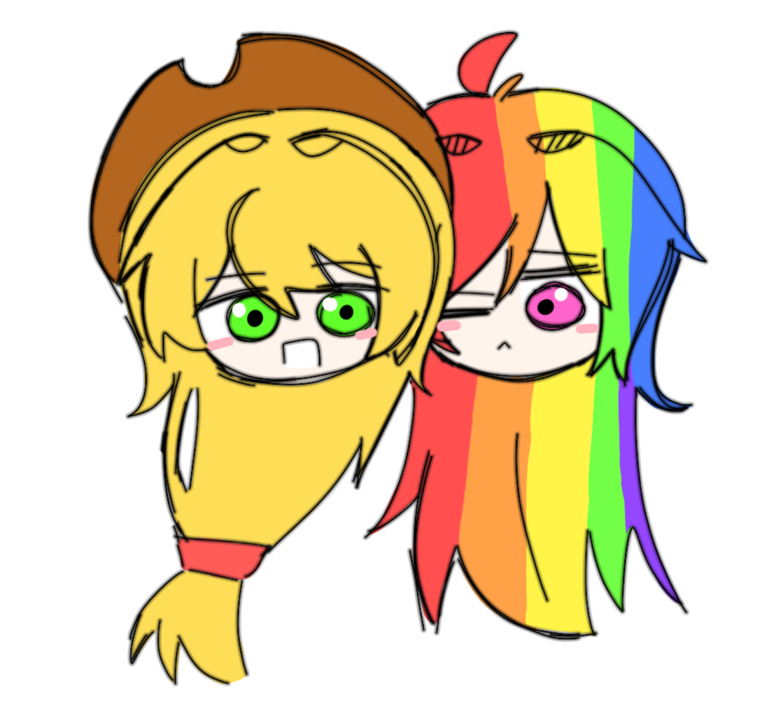 #3586841 - safe, artist:%六神花露水./, applejack, rainbow dash, human, g4,
