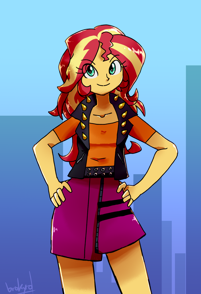 #3587031 - safe, artist:manic-the-lad, sunset shimmer, human, art pack ...