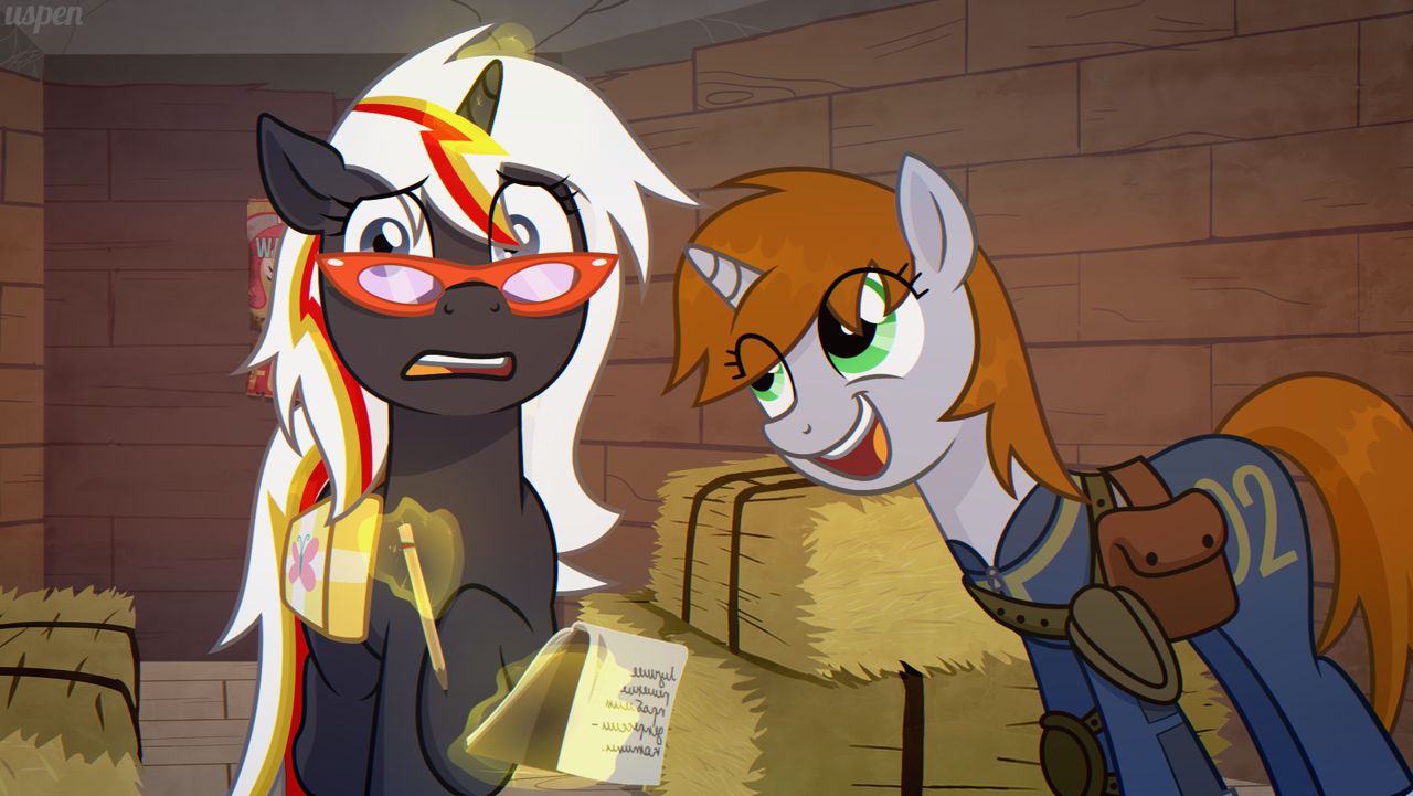 #3588549 - safe, artist:uspen, oc, oc only, oc:littlepip, oc:velvet ...