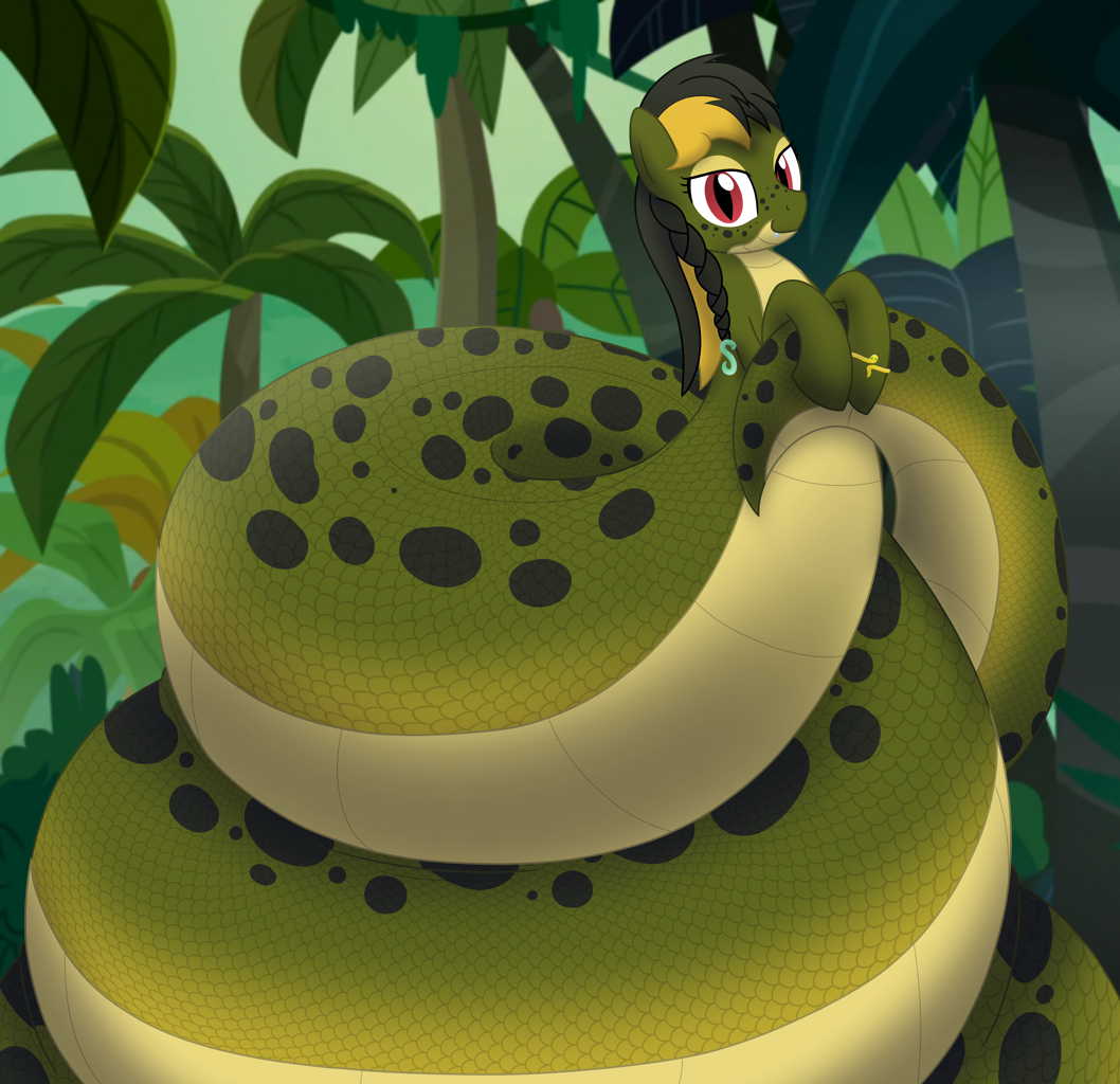 #3589400 - safe, artist:mightyshockwave, oc, oc only, oc:amaru, lamia, original species ...