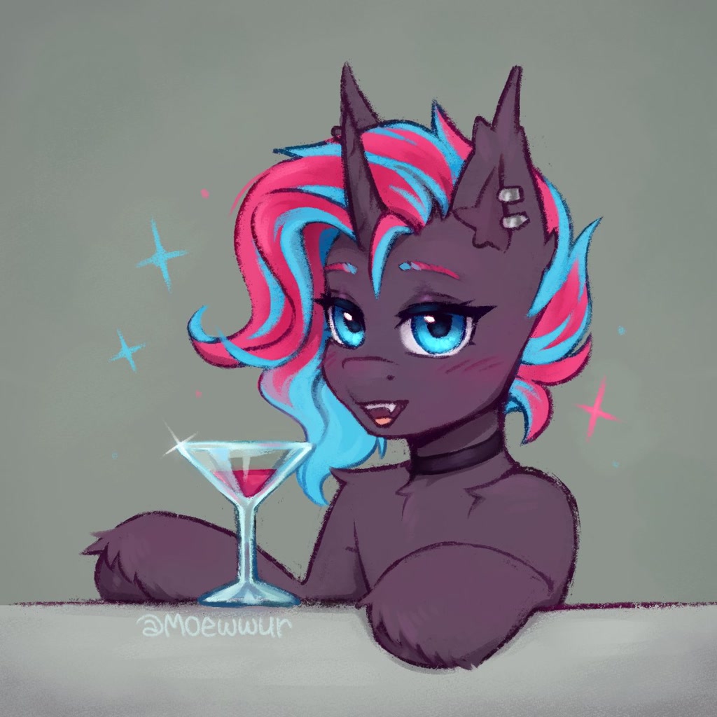 #3589443 - safe, artist:moewwur, artist:rin-mandarin, oc, oc only, oc:synthie glitch, bat pony ...