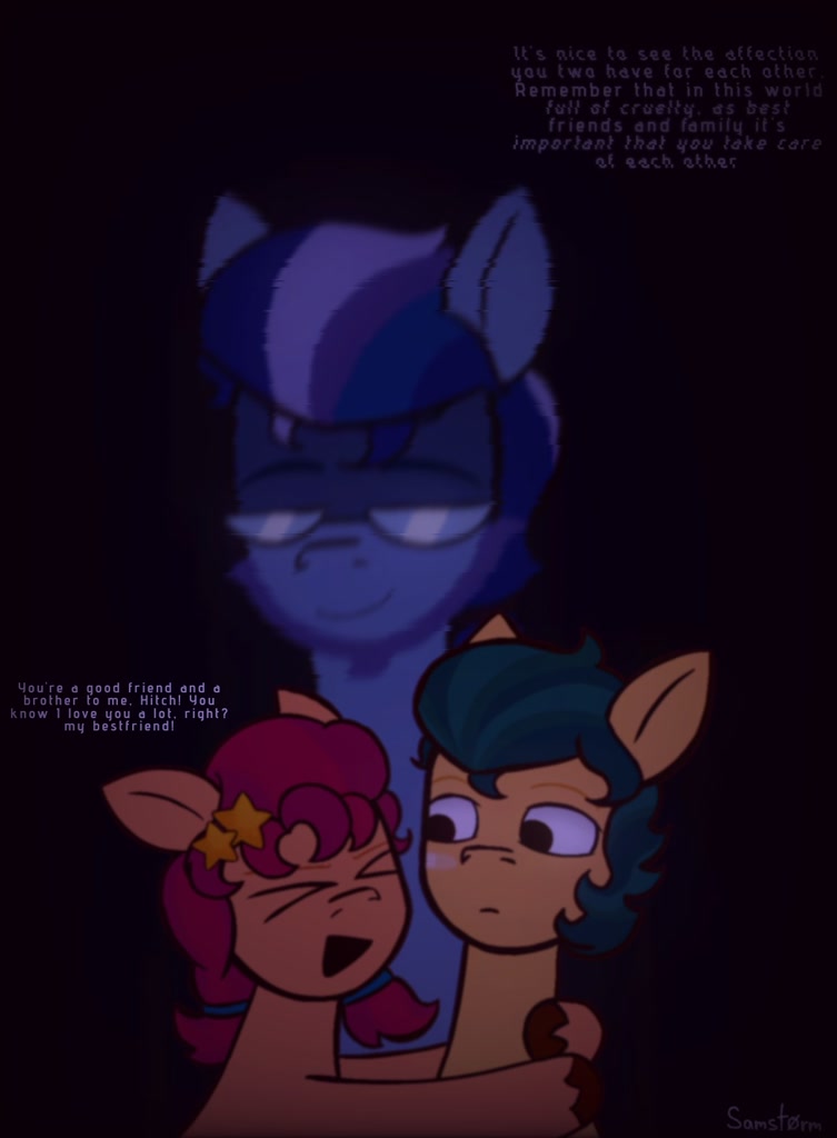 #3590059 - safe, artist:saaam12zipp, argyle starshine, hitch trailblazer, sunny starscout, earth ...