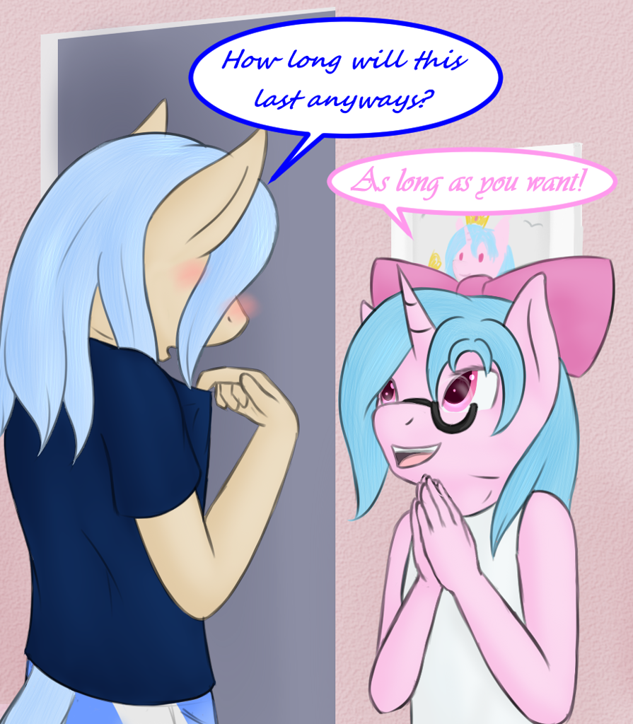 #3578988 - safe, artist:daf, oc, oc only, oc:pink lace, oc:sandy surf, unicorn, anthro, anthro ...