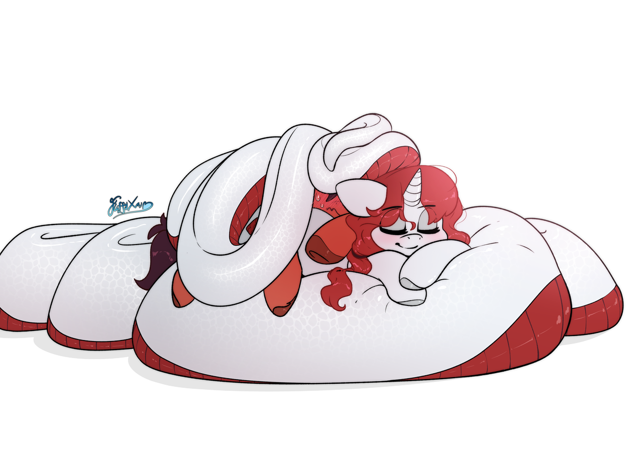 #3579003 - safe, artist:fluffyxai, oc, oc only, oc:ruby scales, oc:sketchy, lamia, original ...