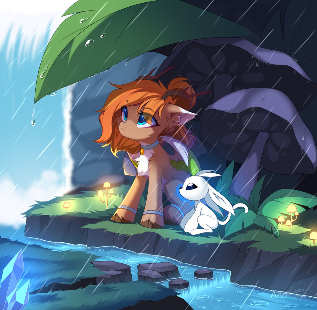 #3593004 - safe, artist:airiniblock, oc, oc only, pegasus, commission, duo, pegasus oc, rain ...