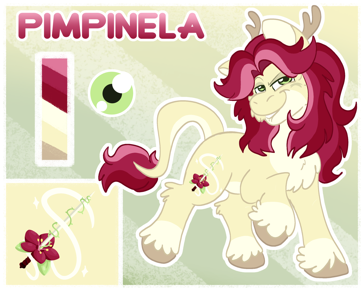 #3593056 - safe, artist:euspuche, oc, oc only, oc:scarlet pimpernel, deer, deer pony, earth pony ...