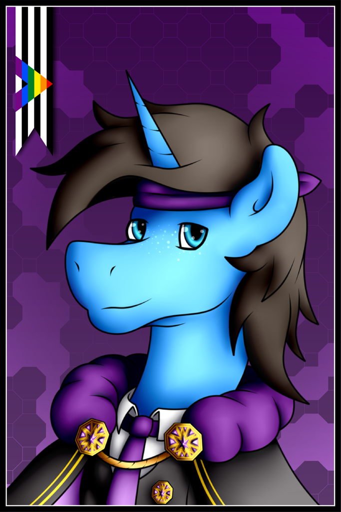 #3593467 - safe, artist:thebenalpha, oc, oc only, oc:joseph magic, unicorn, bandana, bust, cape ...