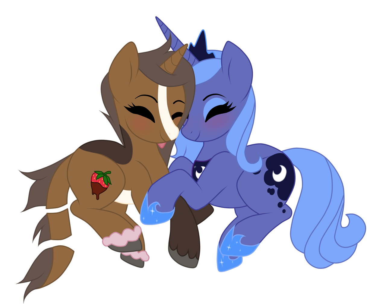 #3579686 - safe, artist:benita, princess luna, oc, oc:strawberry cocoa (the coco clan), alicorn ...