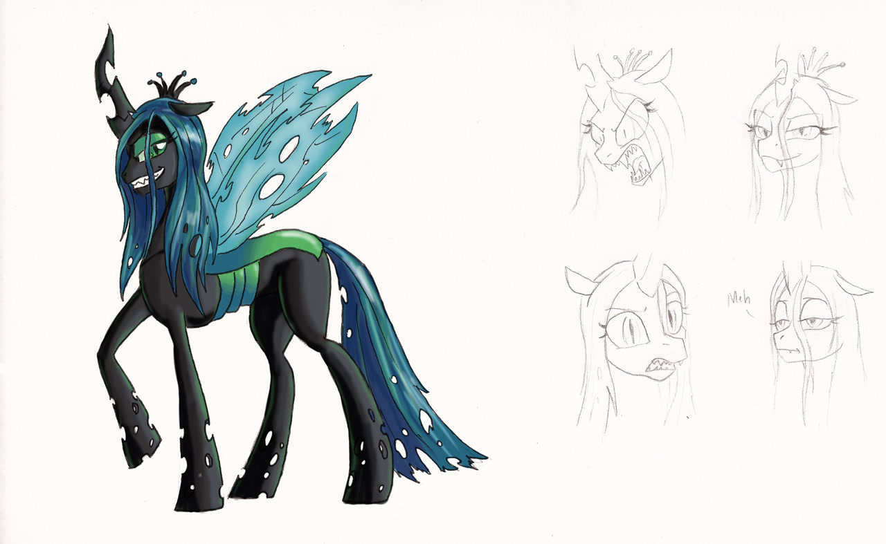 #3596689 - safe, artist:mistermech, queen chrysalis, g4, angry, bust ...