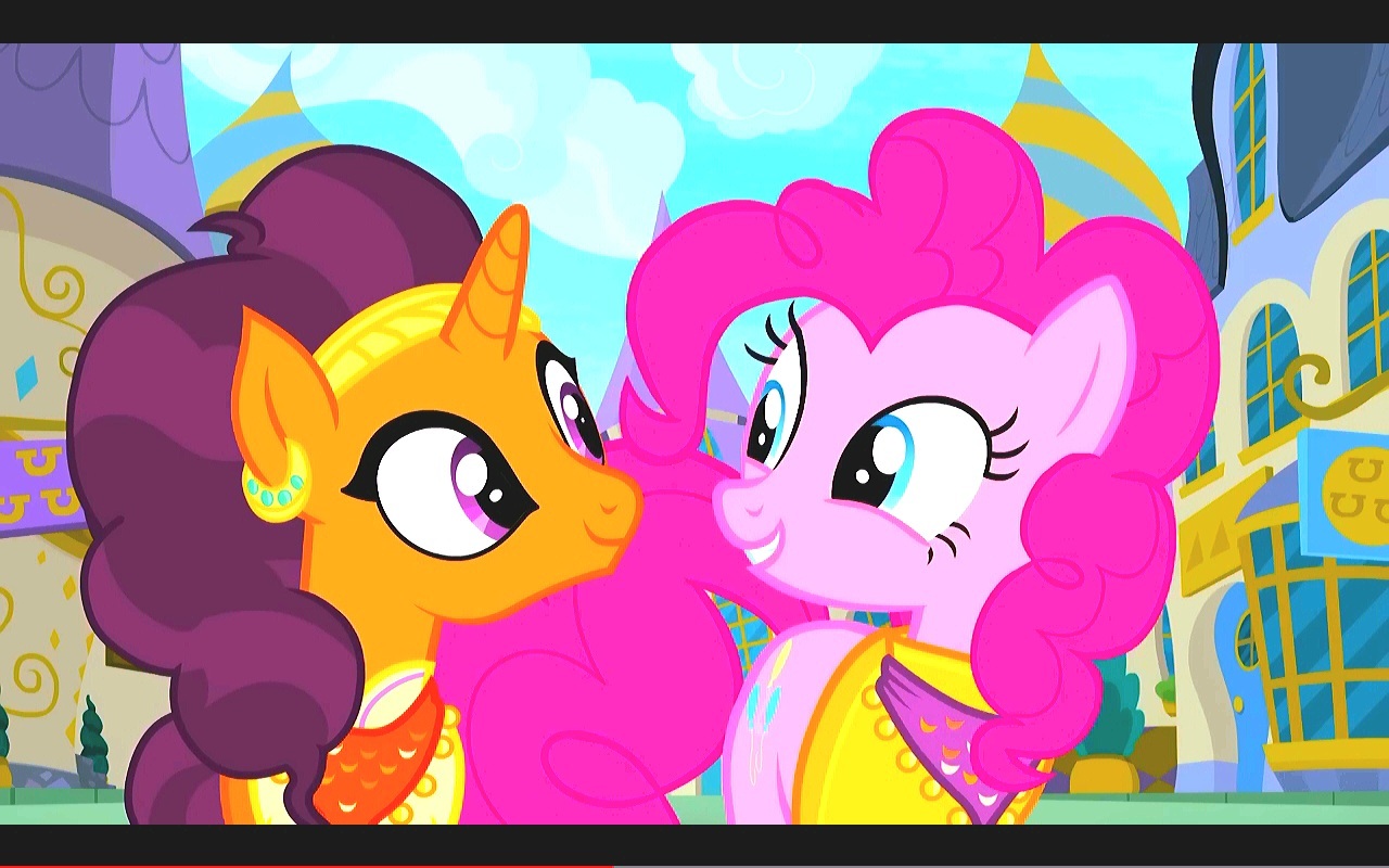 #3580548 - safe, screencap, pinkie pie, saffron masala, earth pony, pony, unicorn, g4, my little ...