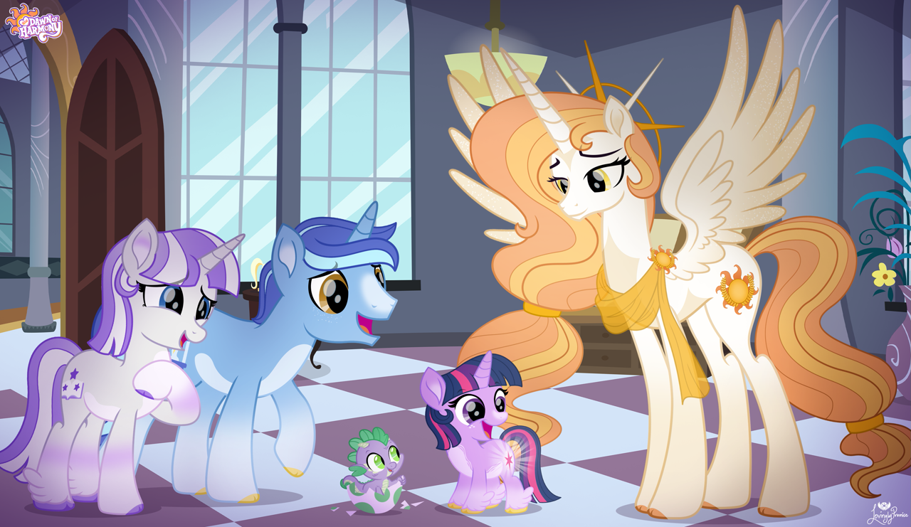 #3580559 - safe, artist:lovinglypromise, night light, princess celestia, spike, twilight sparkle ...