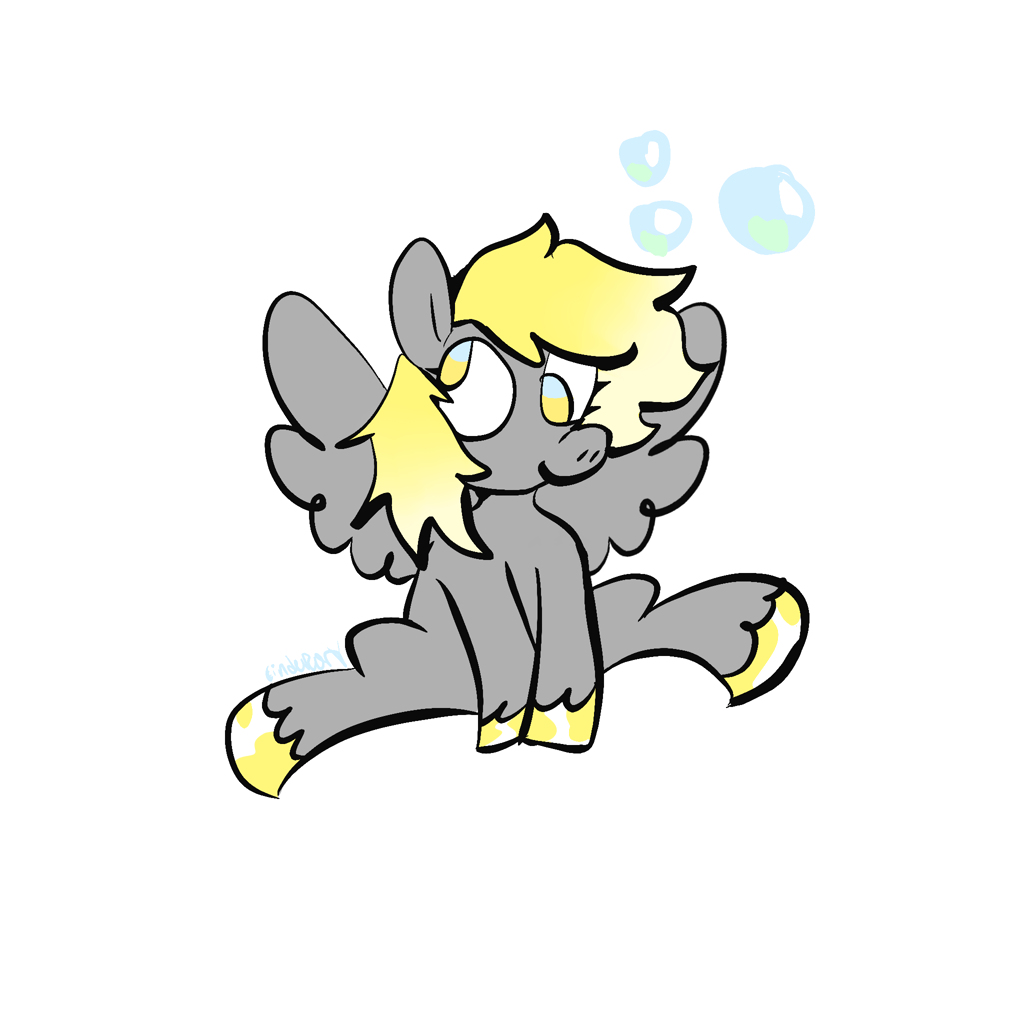 #3580918 - safe, artist:cinderthewolflady, derpy hooves, pegasus, pony, g4, bubble, closed mouth ...