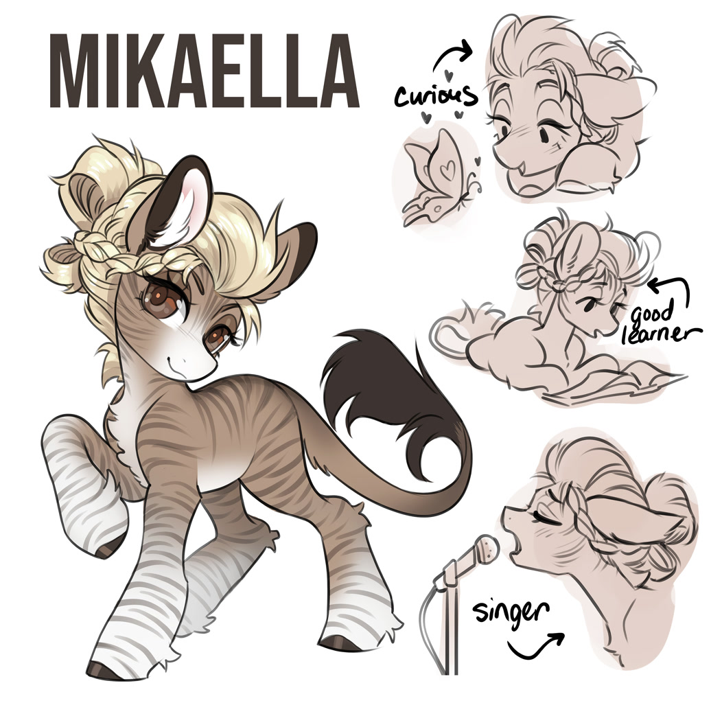 #3581143 - safe, artist:opalacorn, oc, oc only, oc:mikaella, butterfly, donkey, hybrid, zebra ...