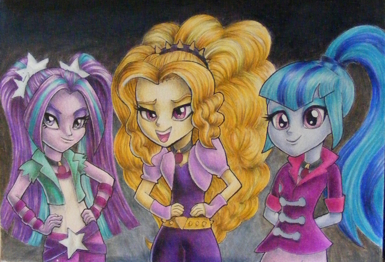 #3581186 - safe, artist:andpie, adagio dazzle, aria blaze, sonata dusk ...