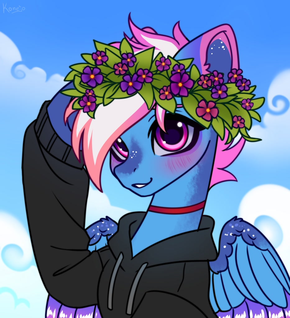 #3581557 - safe, artist:konejo, oc, oc only, oc:starry dust, pegasus, pony, blouse, blush lines ...