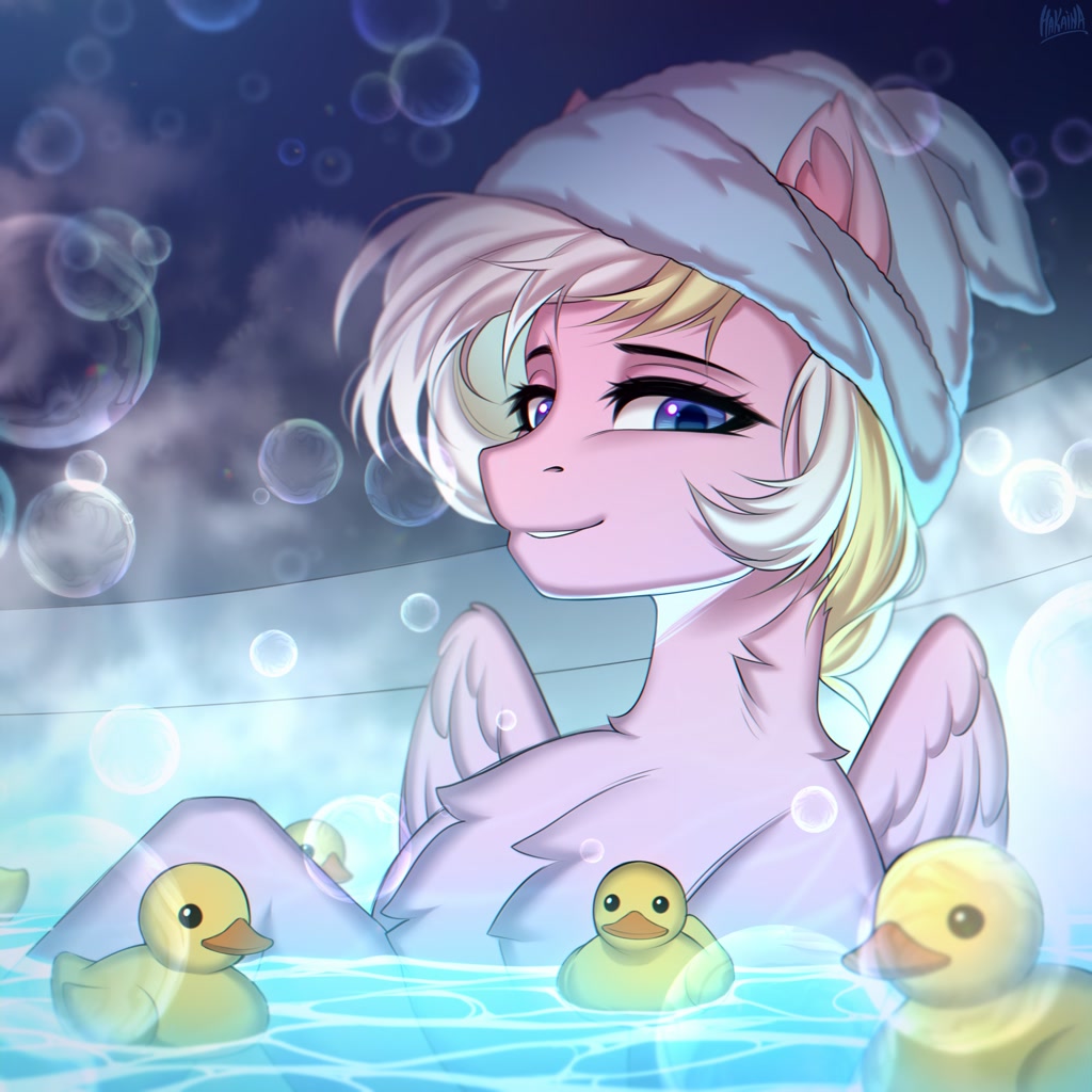 #3582211 - safe, artist:hakaina, oc, oc only, oc:bay breeze, pegasus, pony, bath, bathtub ...