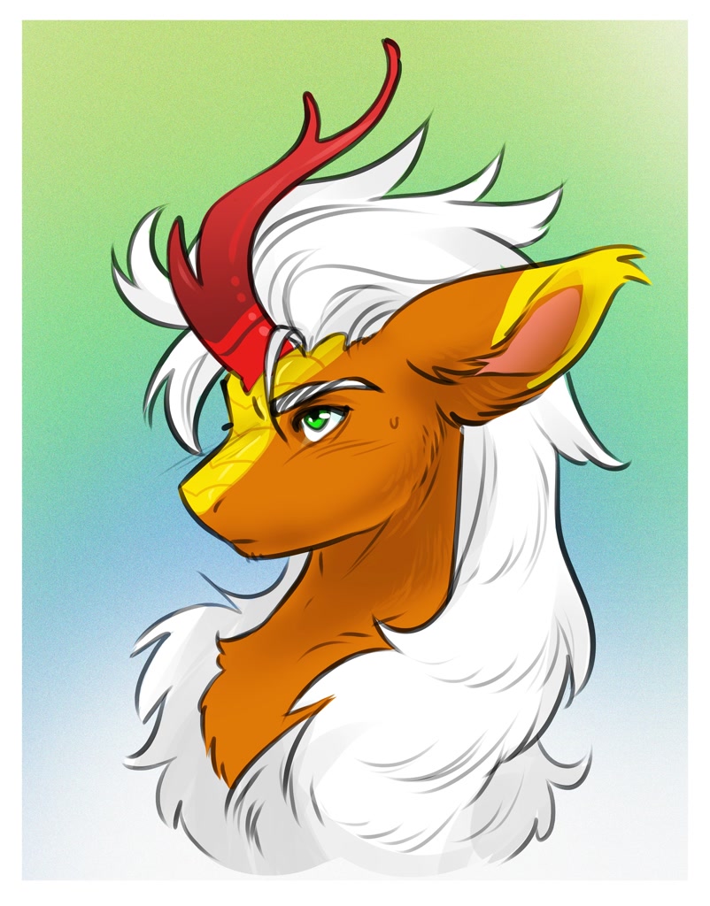 #3582239 - safe, artist:opalacorn, oc, oc only, kirin, bust, gradient background, kirin oc, male ...