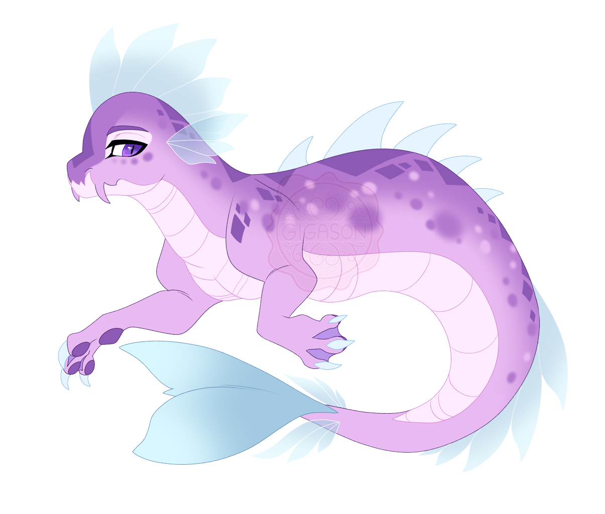 #3583256 - safe, artist:gigason, oc, oc only, oc:dottyback, dragon, hybrid, sea dragon, absurd ...