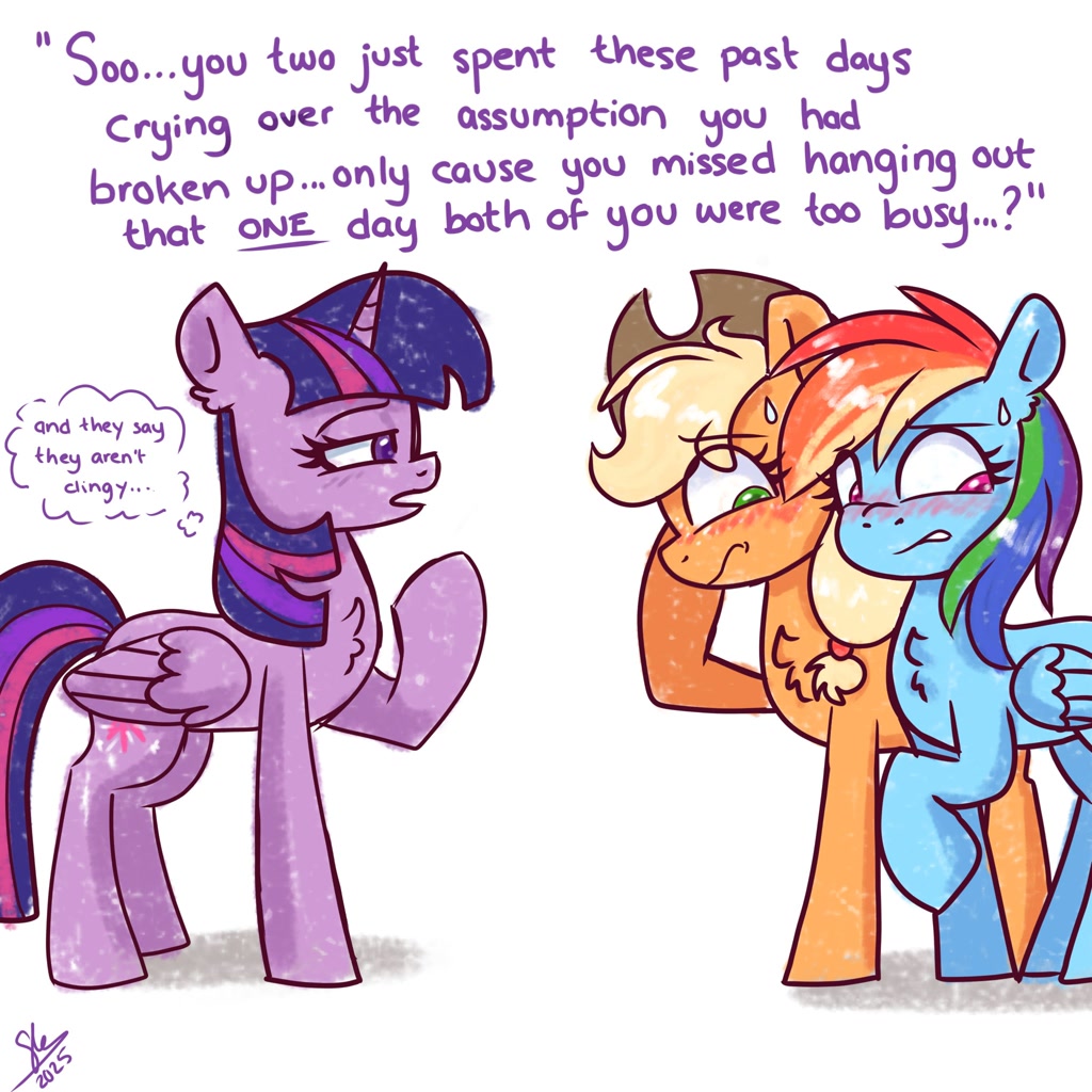 #3597208 - safe, artist:galaxy swirl, applejack, rainbow dash, twilight ...